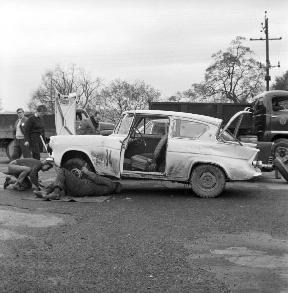 ANNE HALL & Val Domleo, Ford Anglia Rally Car 1962 Motor Racing Old ...