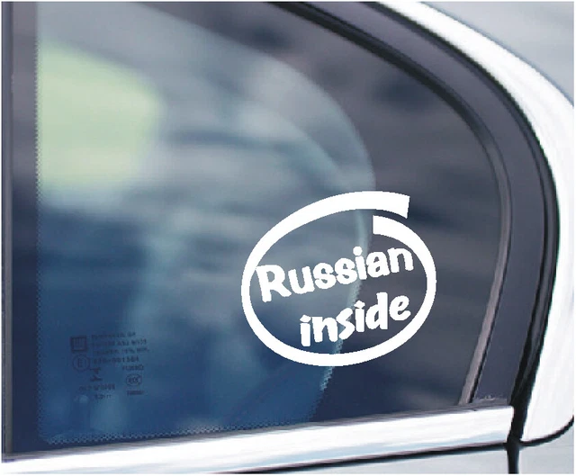 RUSSIAN INSIDE FUNNY Car Window Sticker Boot Bumper Russia In White All ...
