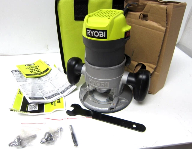 RYOBI FIXED BASE 1-1/2-Peak HP Corded Handheld Router Depth Adjustment ...