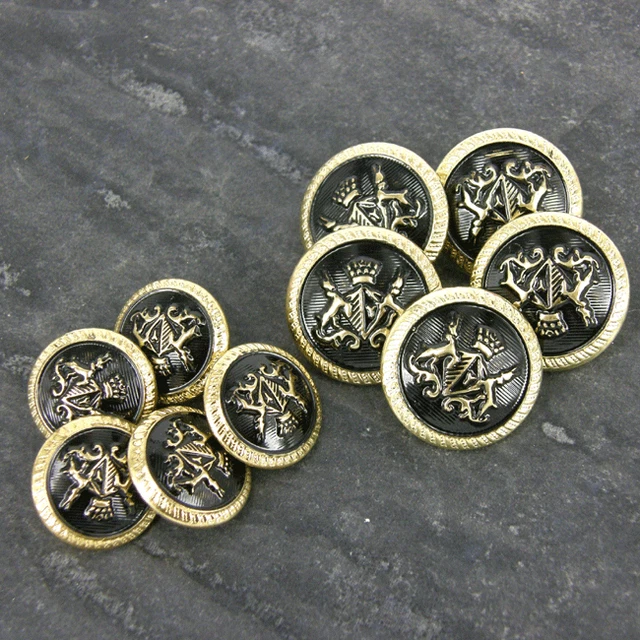 MILITARY BUTTONS, COAT of Arms Sewing Black & Gold Colour 20mm MB5, 5 ...