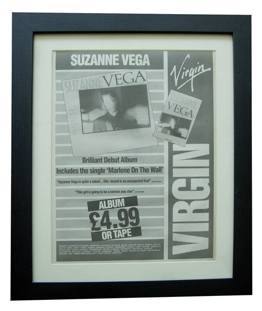 SUZANNE VEGA+ALBUM+MARLENE+POSTER+AD+RARE ORIGINAL 1985+Framed+Fast ...
