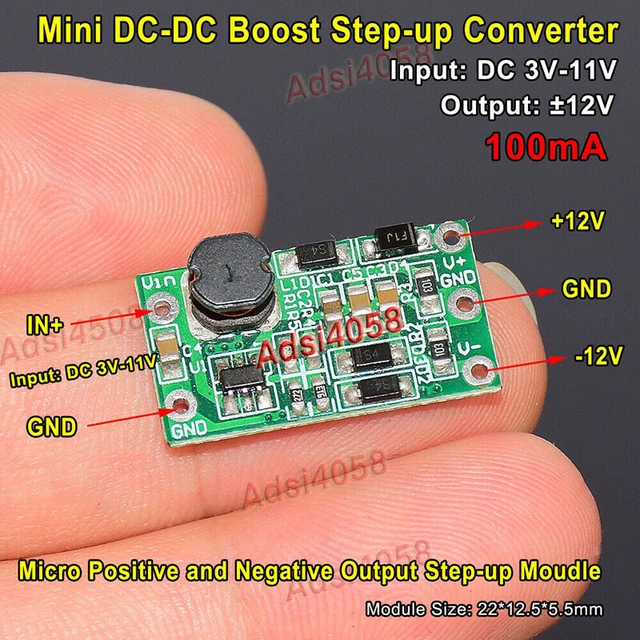 MINI DC-DC BOOST Step Up Converter Dual Output 3V-11V to ±12V Voltage ...