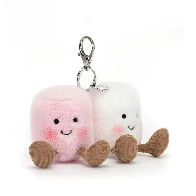 JELLYCAT AMUSEABLE 6& Marshmallow Keychain Pink White Soft Plush Toy ...