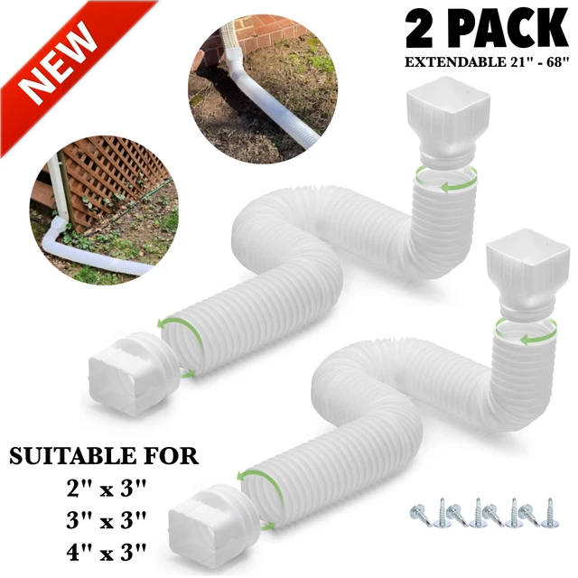 EXTENSION 21&-60& FLEX Drain Downspout Rain Gutter Pipe Spout Connector ...