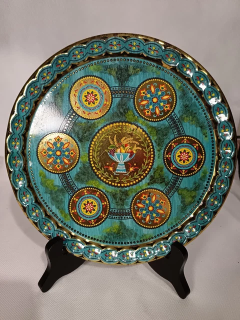 VINTAGE 1950S BARET Ware Ambrosia Cocktail Green Tray Metal Serving ...