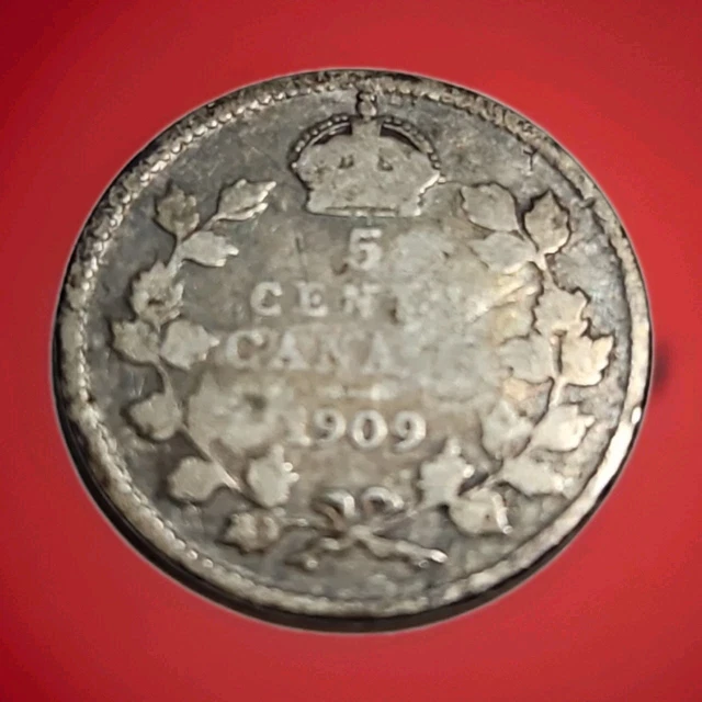 1909 CANADA 🇨🇦 5c Sterling Silver Fishscale Nickel Pointed Leaves ...