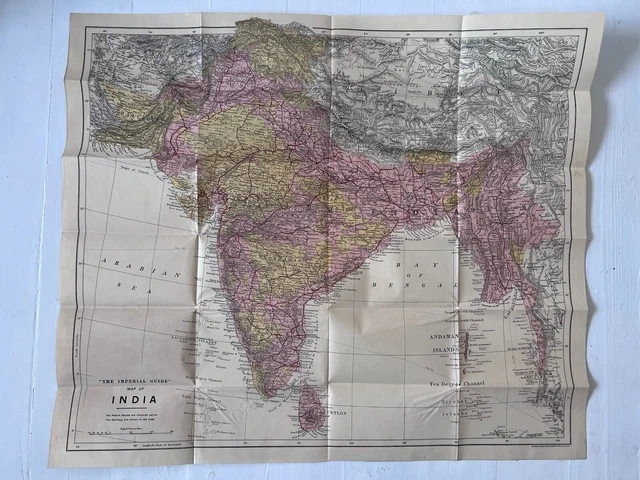 INDIA. ORIGINAL ANTIQUE Map. Stanford. 1904 Imperial Guide Map Of India ...