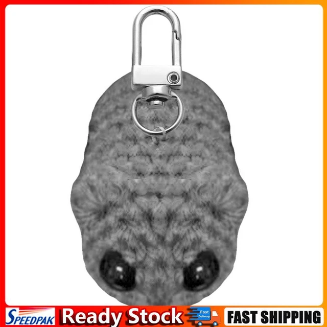 SAD HAMSTER KEYCHAIN Crochet Sad Hamster Meme Cute Knitted Doll (No Bow ...