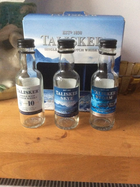 EMPTY MINIATURE TALISKER Whisky Bottles x 3 in box £7.99 - PicClick UK