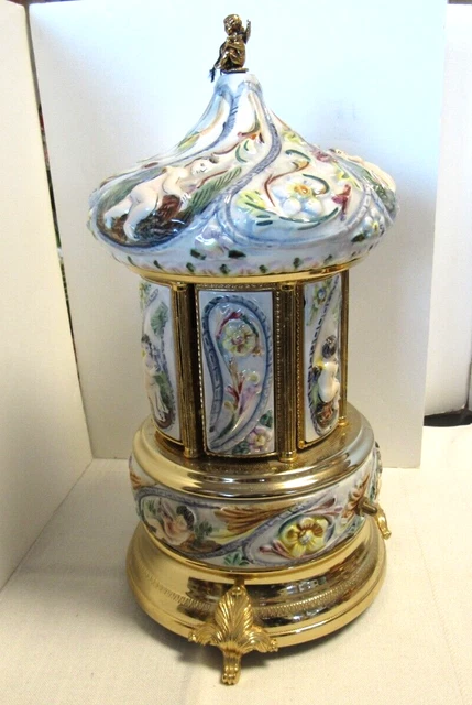VINTAGE CAPODIMONTE REUGE Lipstick Cigarette Carousel Music Box £662.64 ...