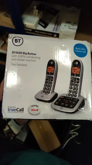 BT 4600 TWIN Handset Cordless Phone With Big Buttons & Answer Phone ...