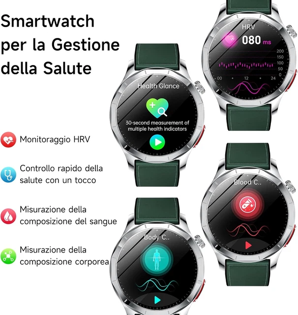 SMARTWATCH ECG,1.43& AMOLED Orologio Saluta,Monitoraggio Ecg+Hrv/Lipidi ...