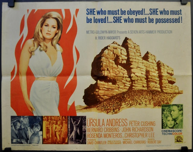SHE' 65 ORIGINAL 22X28 Film Poster Ursula Andress Christopher Lee Peter ...