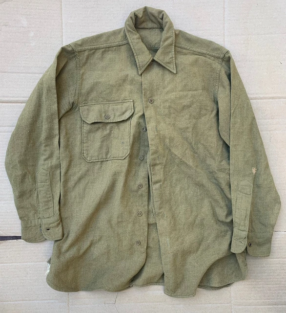 ORIGINAL WWII US Army Wool Field Uniform Shirt Size 14 1/2x31 £18.27 ...