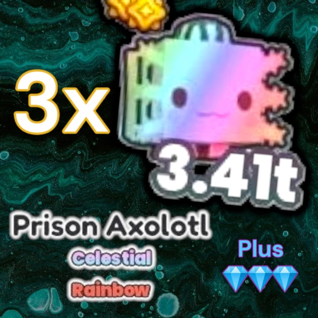 PET SIMULATOR 99. 3x Rainbow Prison Axolotl + 500k Diamonds. PS99. Same ...