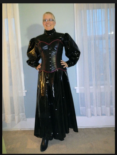 GOTHIC LOLITA MISTRESS Governess Maid Sissy Black PVC Dress Cosplay ...