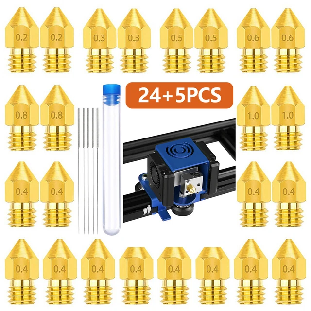 3D PRINTER NOZZLES Brass Heat Resistant MK8 Extruder Nozzles with ...