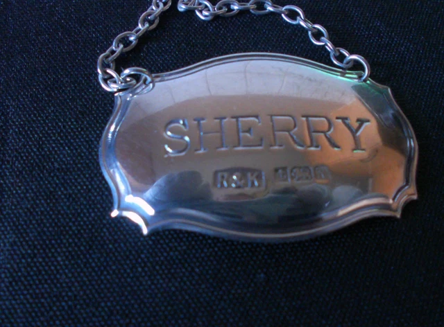 SOLID SILVER DECANTER Label Sherry Hallmark Date 1987 By Richards ...