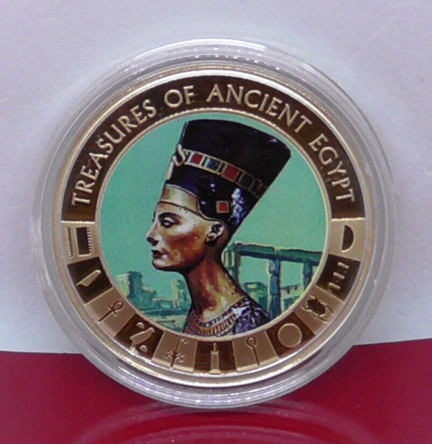 2013 COOK ISLANDS $1 Dollar Coin Treasures Egypt Queen Nefertiti Statue ...