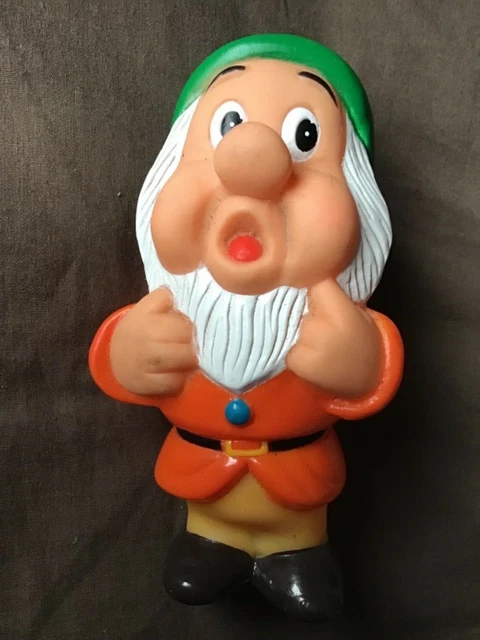 VINTAGE WALT DISNEY Sette Nani Figure Gomma Giocattolo di Plastica 5 ...