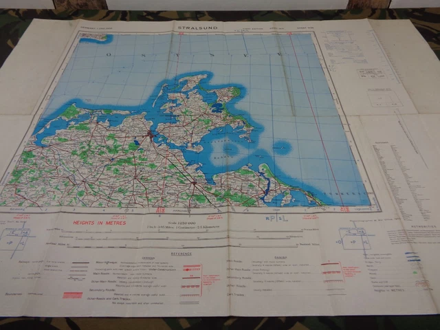 ORIGINAL WW2 (1944) RAF / Army map of GERMANY entitled "STRALSUND" £29. ...