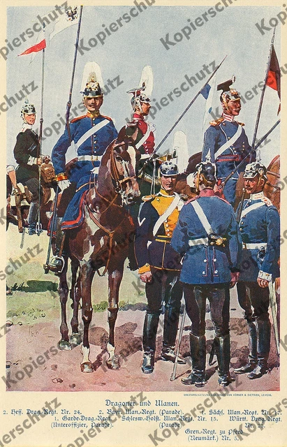 UNIFORMI CARL BECKER esercito imperiale draghi e ulanen Sassonia ...