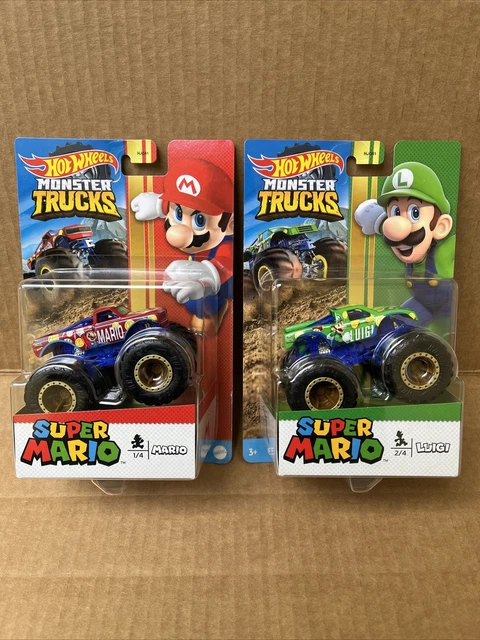 2023 HOT WHEELS Monster Trucks Super Mario MARIO & LUIGI Lot of 2 Brand ...