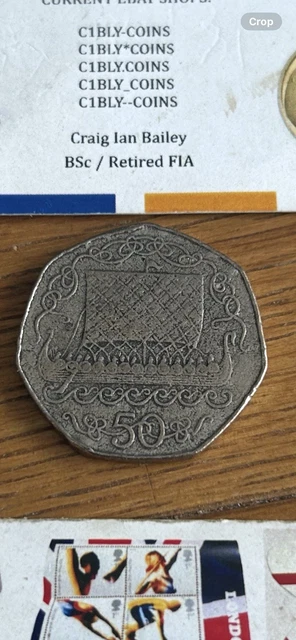 OLD STYLE LARGE 1980 ISLE OF MAN VIKING LONGSHIP 50p COIN CIRCULATED ...