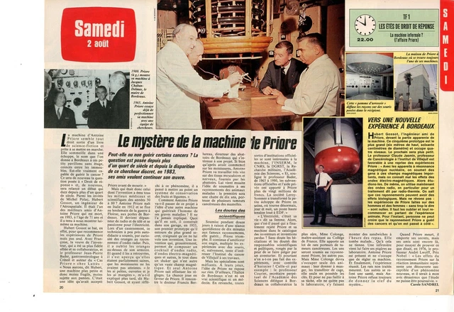 COUPURE DE PRESSE Clipping 1986 Le Mystère de la machine de Priore (2 ...