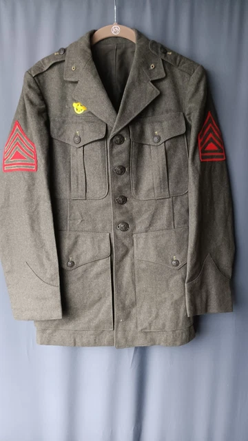 ORIGINAL U.S. WWII Marine Corps USMC Uniform Jacket Sergeant Green Wool ...
