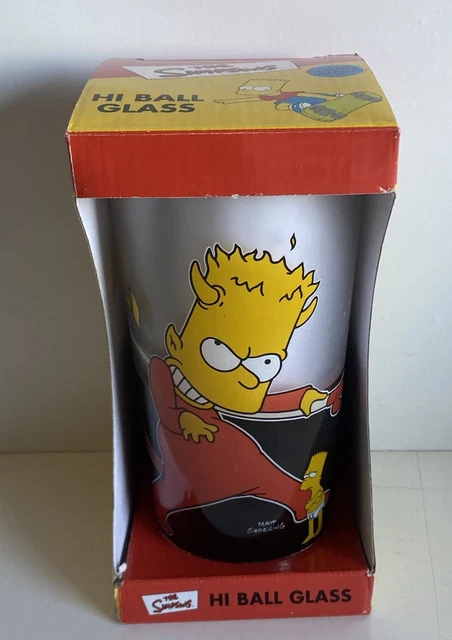 THE SIMPSONS DEVIL Bart Simpson Vintage Hi Ball Glass Cup Brand New ...