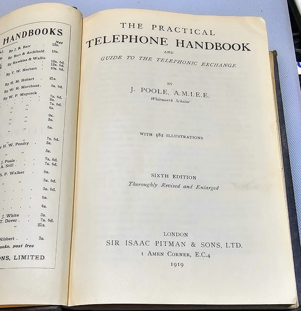 THE PRACTICAL TELEPHONE Handbook. Poole 1919 £19.00 - PicClick UK