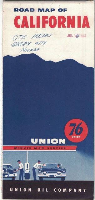 1954 UNION OIL Road Map: California $16.96 - PicClick AU