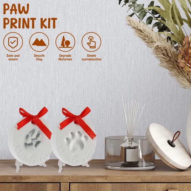 2 PCS PET Paw Print Impression Kit Complete Paw Print Ornament Kit with ...
