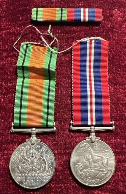 WW2 BRITISH MEDAL THE 1939-1945 Defence & War MEDALs + ribbons Army ...