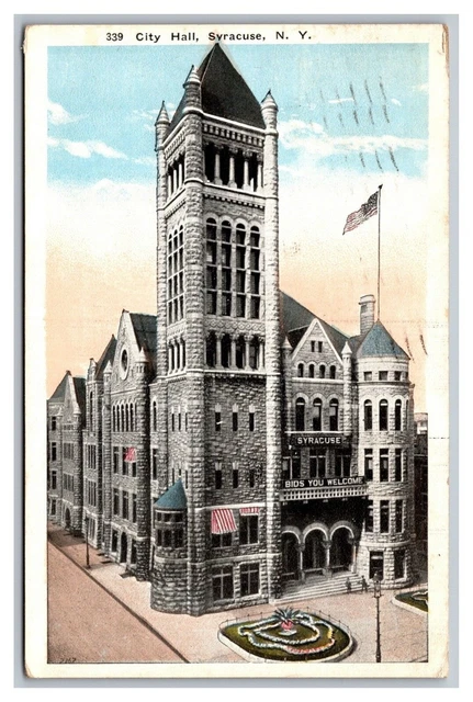 SYRACUSE, NY NEW York, City Hall, White Border Postcard Posted 1921 $6. ...