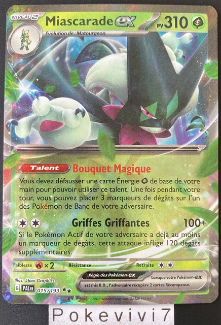 CARTE POKEMON MIASCARADE 015/193 EX EV2 Ecarlate et Violet PAL FR NEUF ...
