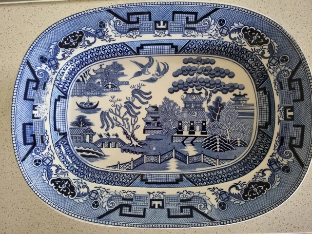LARGE 36CM CLASSIC BLUE WILLOW PATTERN SERVING PLATTER PLATE $49.99 ...