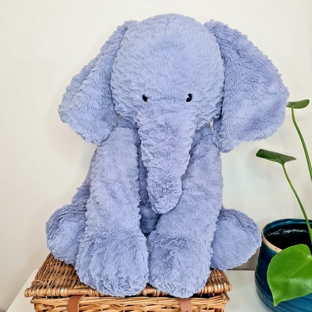 JELLYCAT HUGE FUDDLEWUDDLE Elephant - Retired Blue Elephant Largest ...