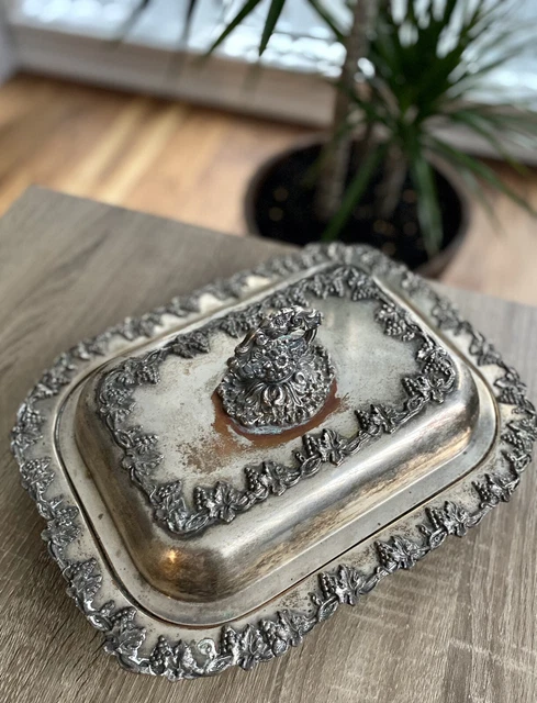 OLD ENGLISH REPRODUCTION Silver Plate On Copper Dish With Lid $56.85 ...