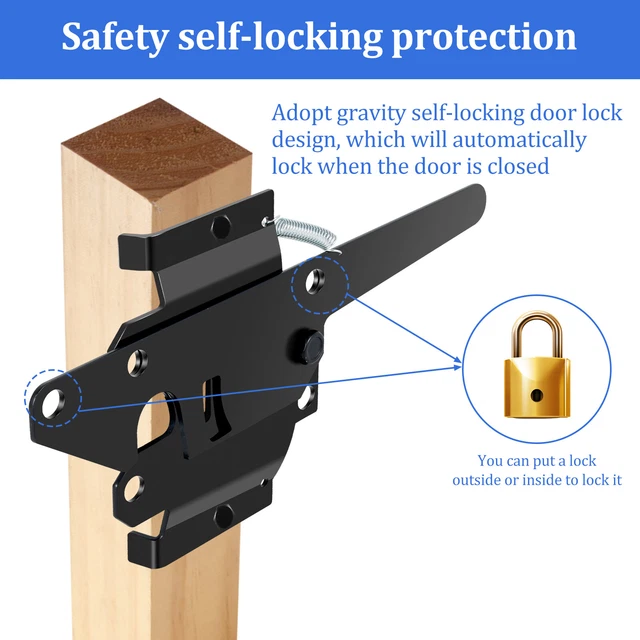 SELF-LOCKING GATE LATCH Heavy Duty Automatic Gravitation Fence Latch ...