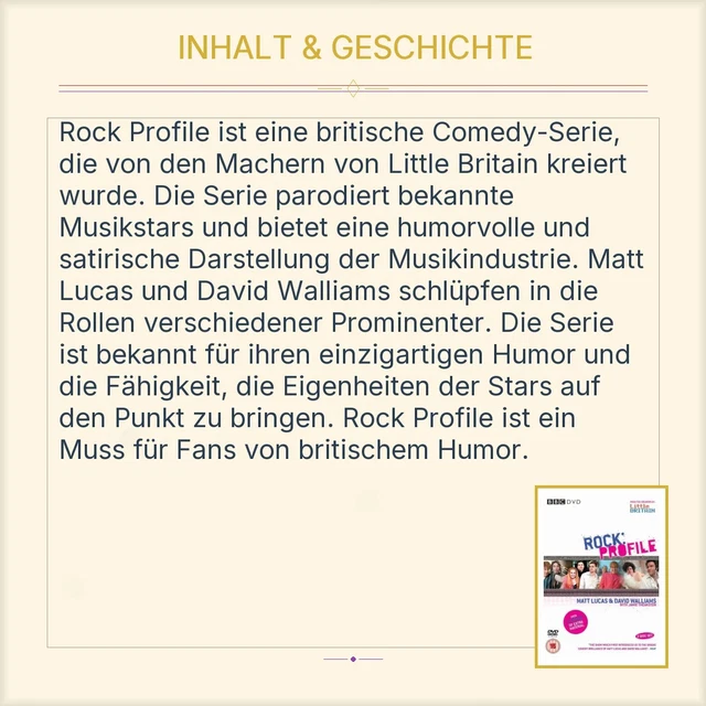 BBC ROCK PROFILE DVD Comedy Serie Matt Lucas David Walliams Britischer ...
