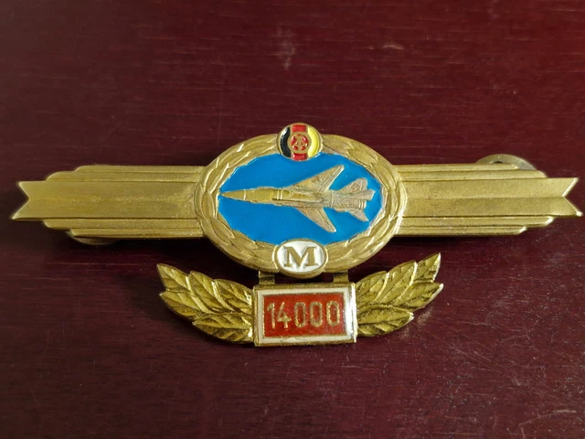 DDR NVA ABZEICHEN Qualispange Piloten Meisterspange mit Anhänger 14000 ...