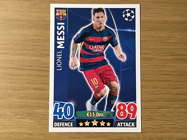 LIONEL MESSI MATCH ATTAX UEFA CHAMPIONS LEAGUE 2015/16 BASE CARD NO 251 ...