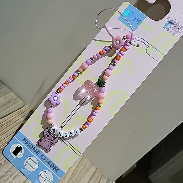 DISNEY PRIMARK LILO & Stitch ANGEL Phone Bag Charm Keyring Wrist Strap ...