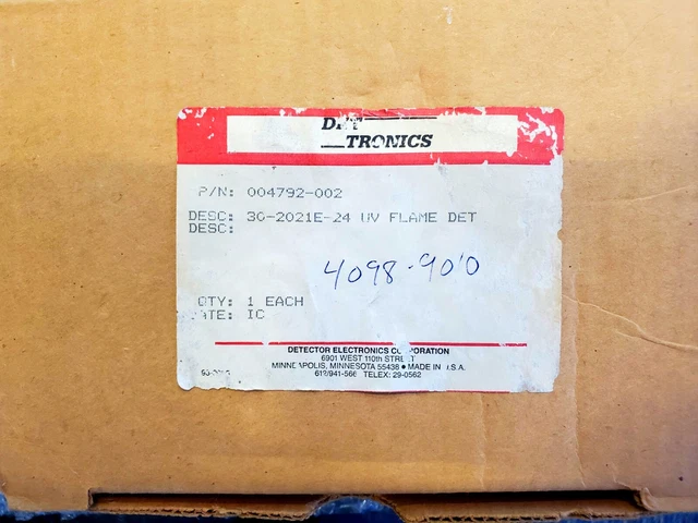 NEW DET-TRONICS 30-2021E-24 UV Explosion Proof Flame Detector 004792-00 ...