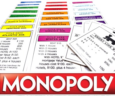 MONOPOLY REPLACEMENT PROPERTY DEED CARDS Standard Classic Edition £4.88 ...