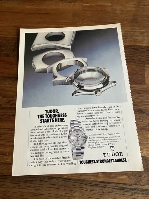ORIGINAL 1985 ROLEX Tudor Watch Frame Ready Magazine Advert Man Cave ...