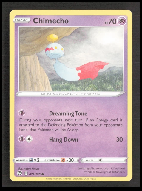 CHIMECHO 074/195 COMMON SWSH12: Silver Tempest Pokemon tcg Card CB-1-2 ...