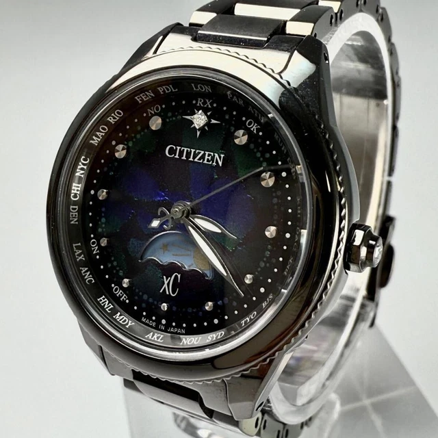 CITIZEN ECO-DRIVE XC Moon Phase Titanium Solar Watch Excellent ...